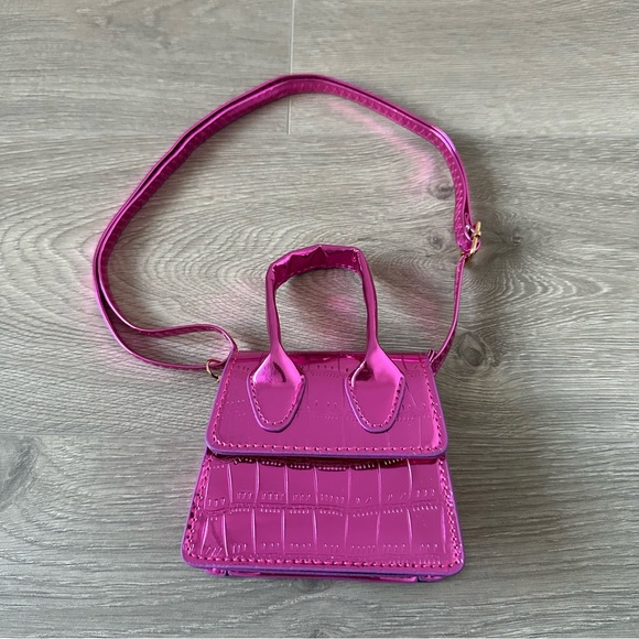 Accessories | Metallic Pink Micro Mini Top Handle Crossbody Bag | Poshmark